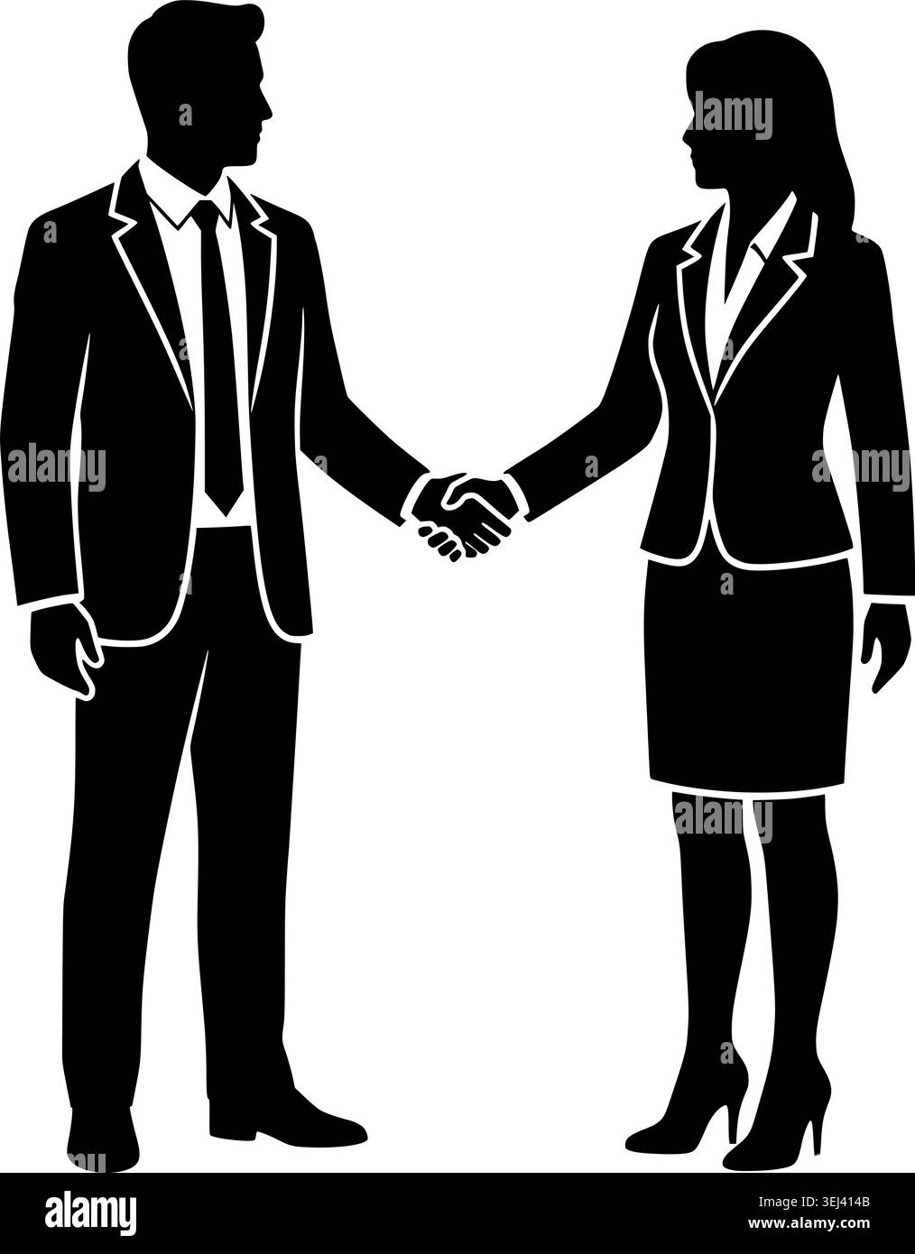 Professional Modern Business Handshake Silhouette Man and Woman ...