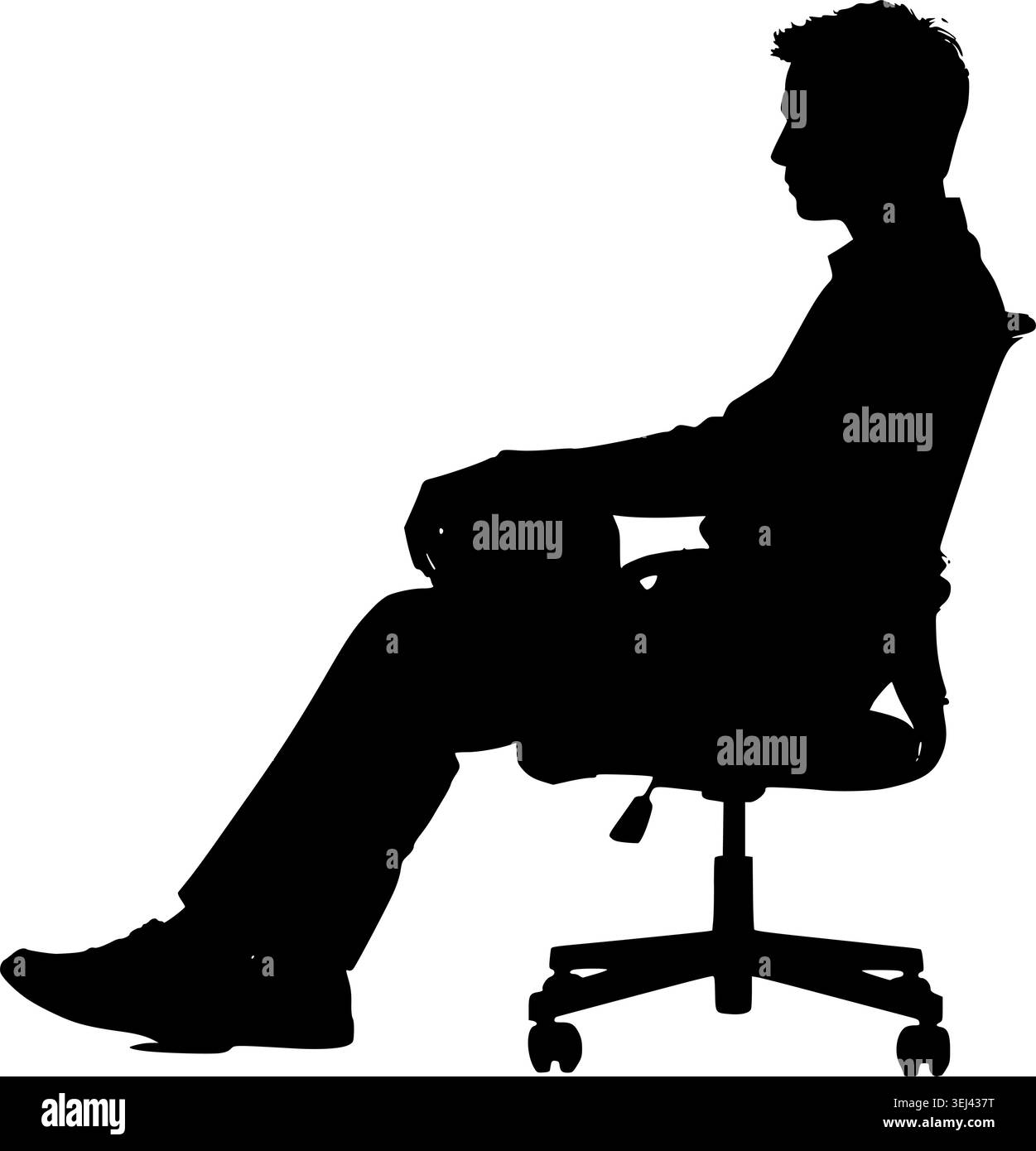 Modern Professional Sitting on Office Chair Profile Silhouette Vector ...