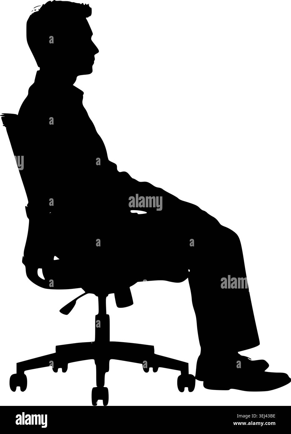 Modern Professional Sitting on Office Chair Profile Silhouette Vector ...