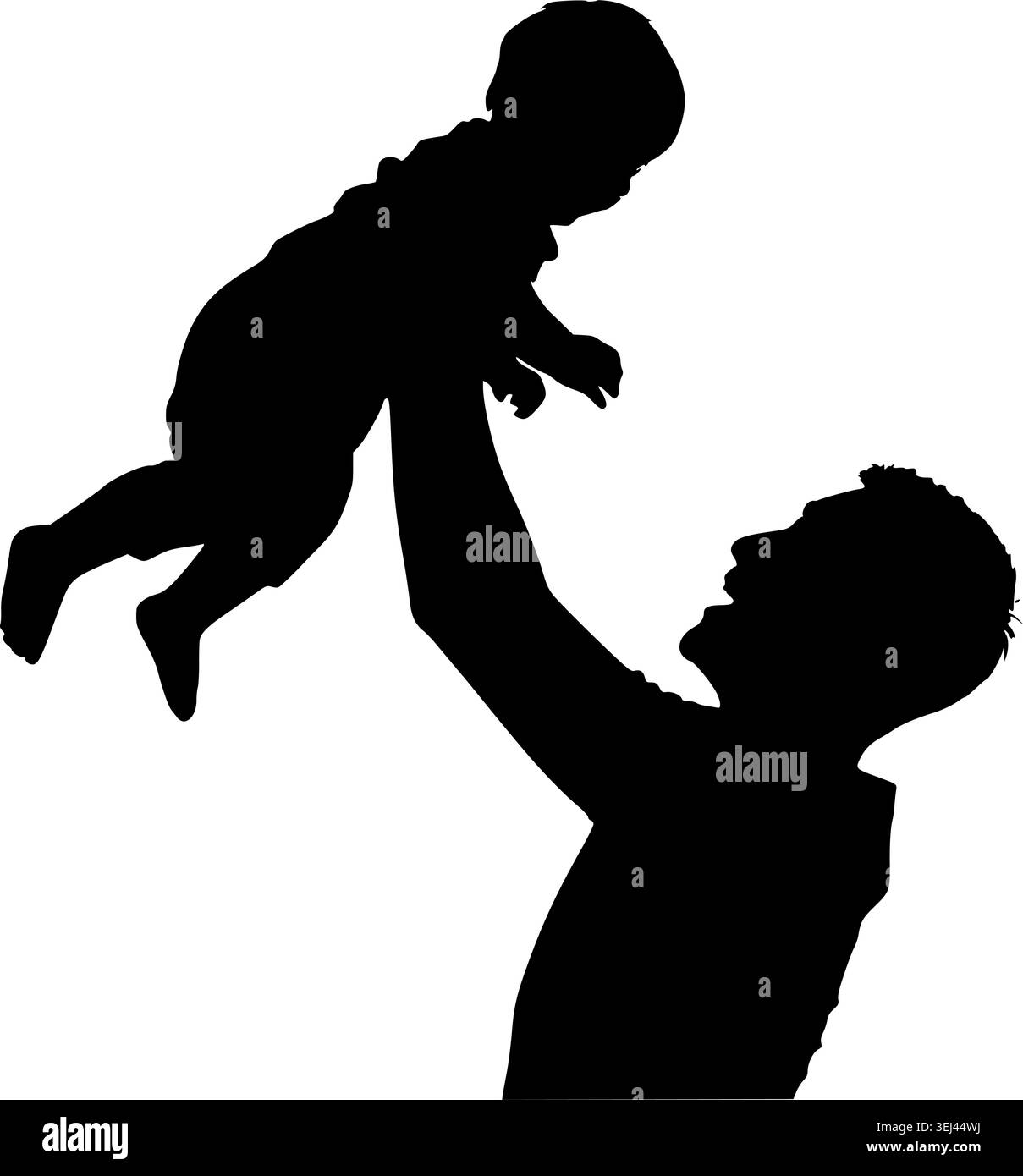 Professional Modern Father Playing With Child Silhouette Joyful ...