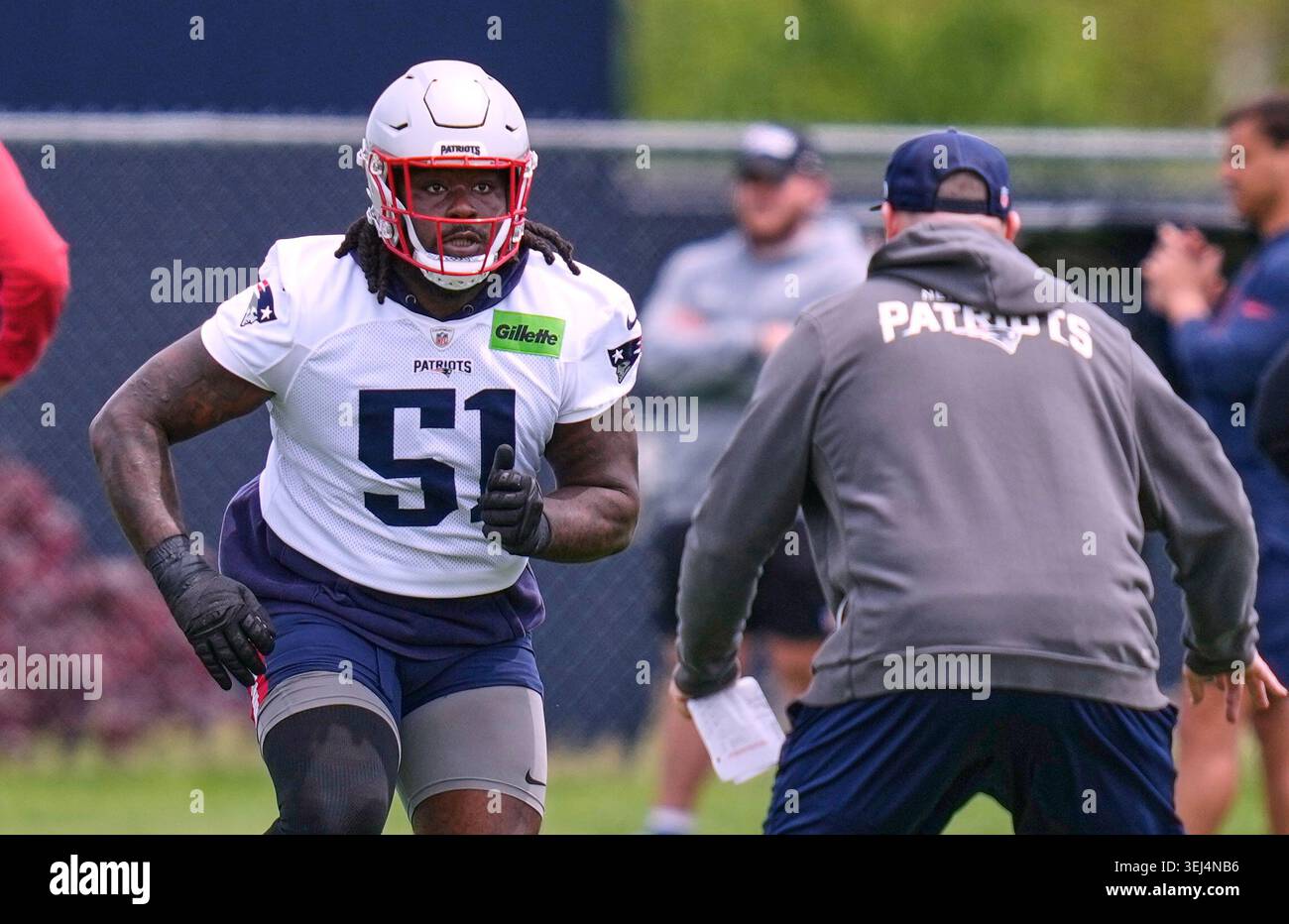 New England Patriots' James Hudson III during NFL football practice ...