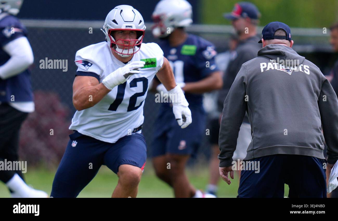 New England Patriots' Lorenz Metz during NFL football practice ...