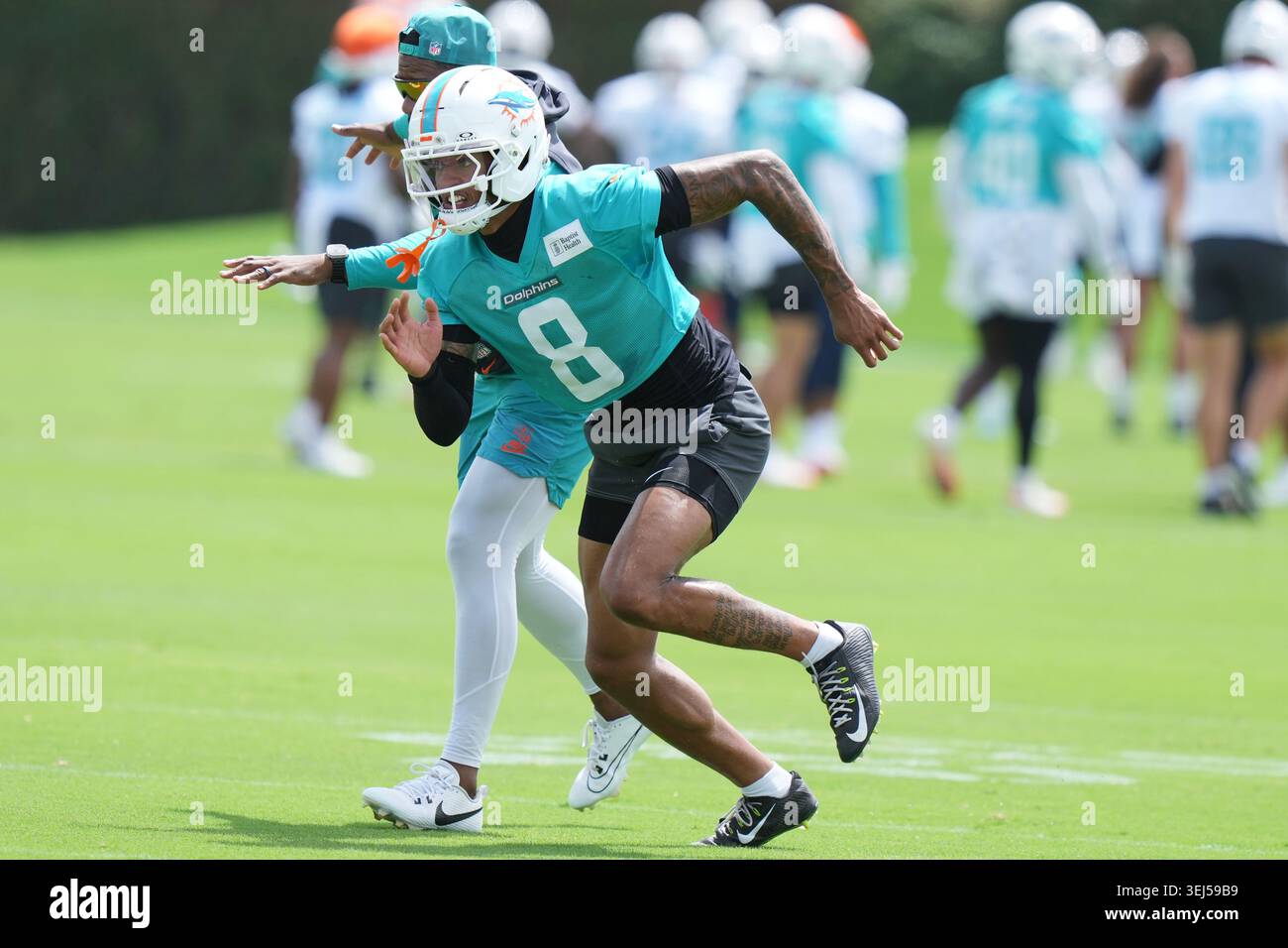 Miami Dolphins cornerback Juju Brents does drills during the NFL ...