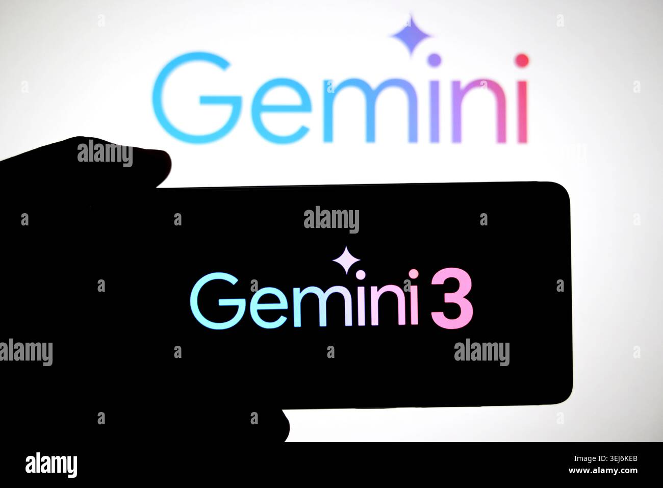 In this photo illustration, a Gemini 3 logo is seen displayed on a ...