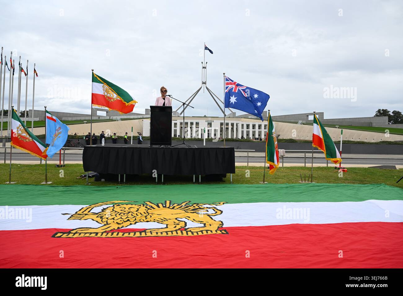 Anti Iranian regime protesters attend a rally outside Parliament House ...