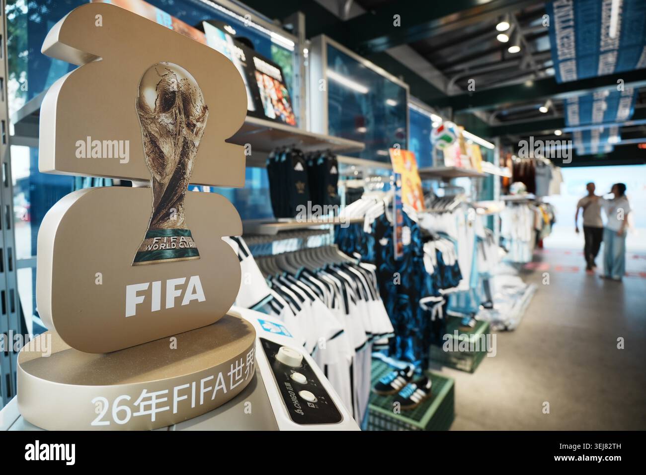 Customers select national team jerseys at the 2026 World Cup pop-up ...