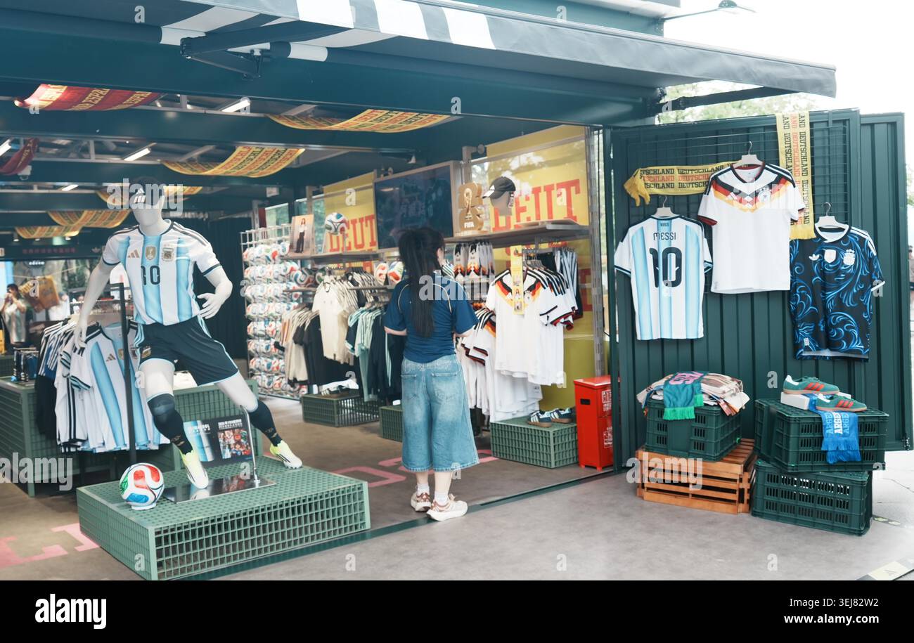 Customers shop for national team jerseys at the 2026 World Cup pop-up ...
