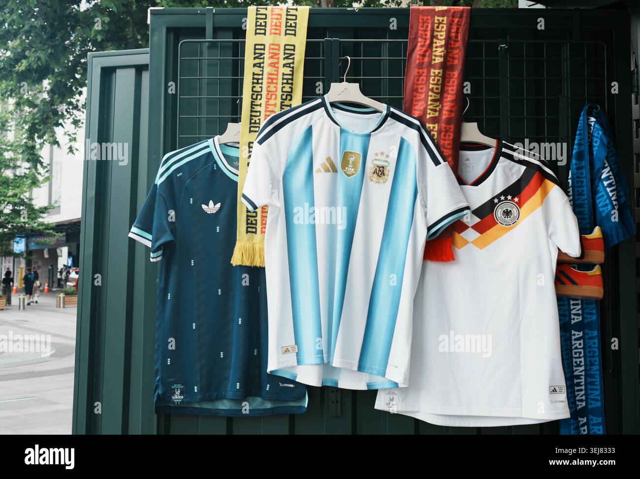 Customers select national team jerseys at the 2026 World Cup pop-up ...