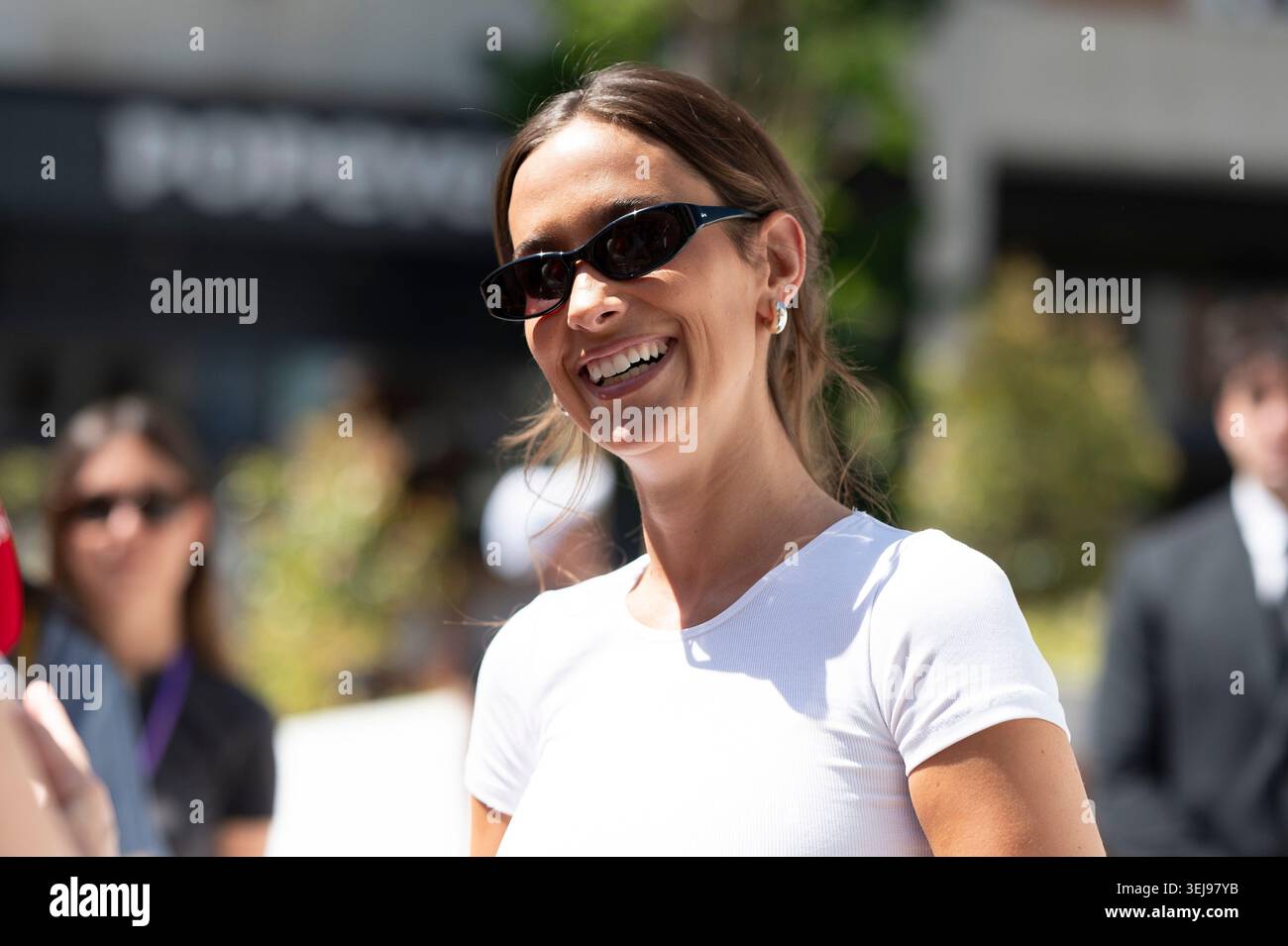 Maria Pombo attends the YUZZ presentation at Plaza de Goya in Madrid ...