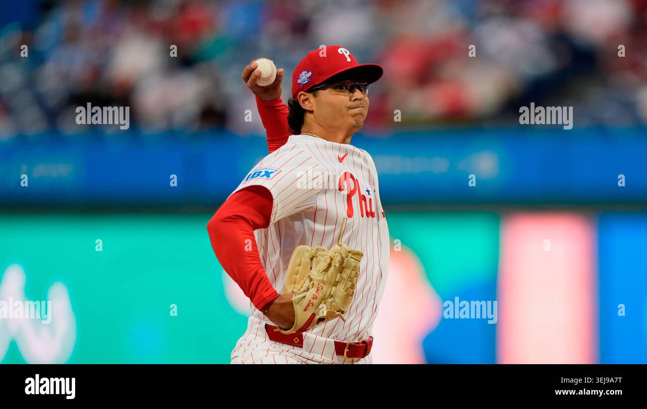 Philadelphia Phillies' Jesús Luzardo plays during a baseball game ...