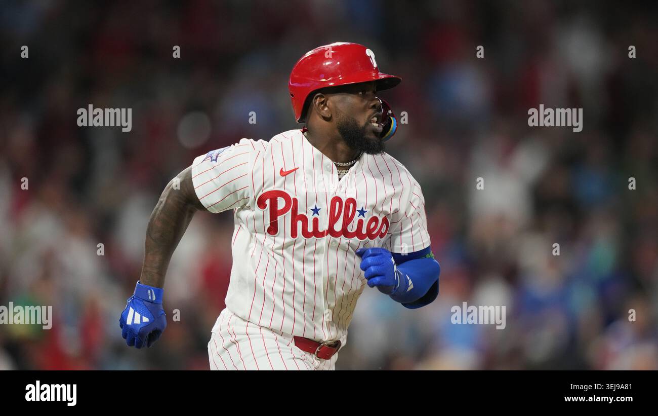 Philadelphia Phillies' Adolis García plays during a baseball game ...