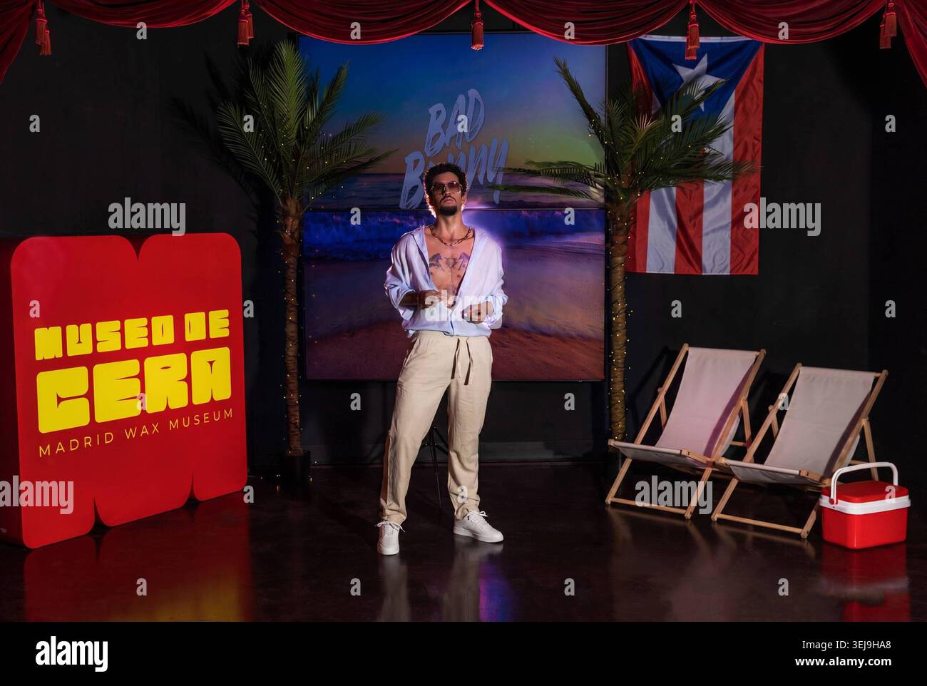 Bad Bunny during presentation of her wax figure at Wax Museum (Museo de ...