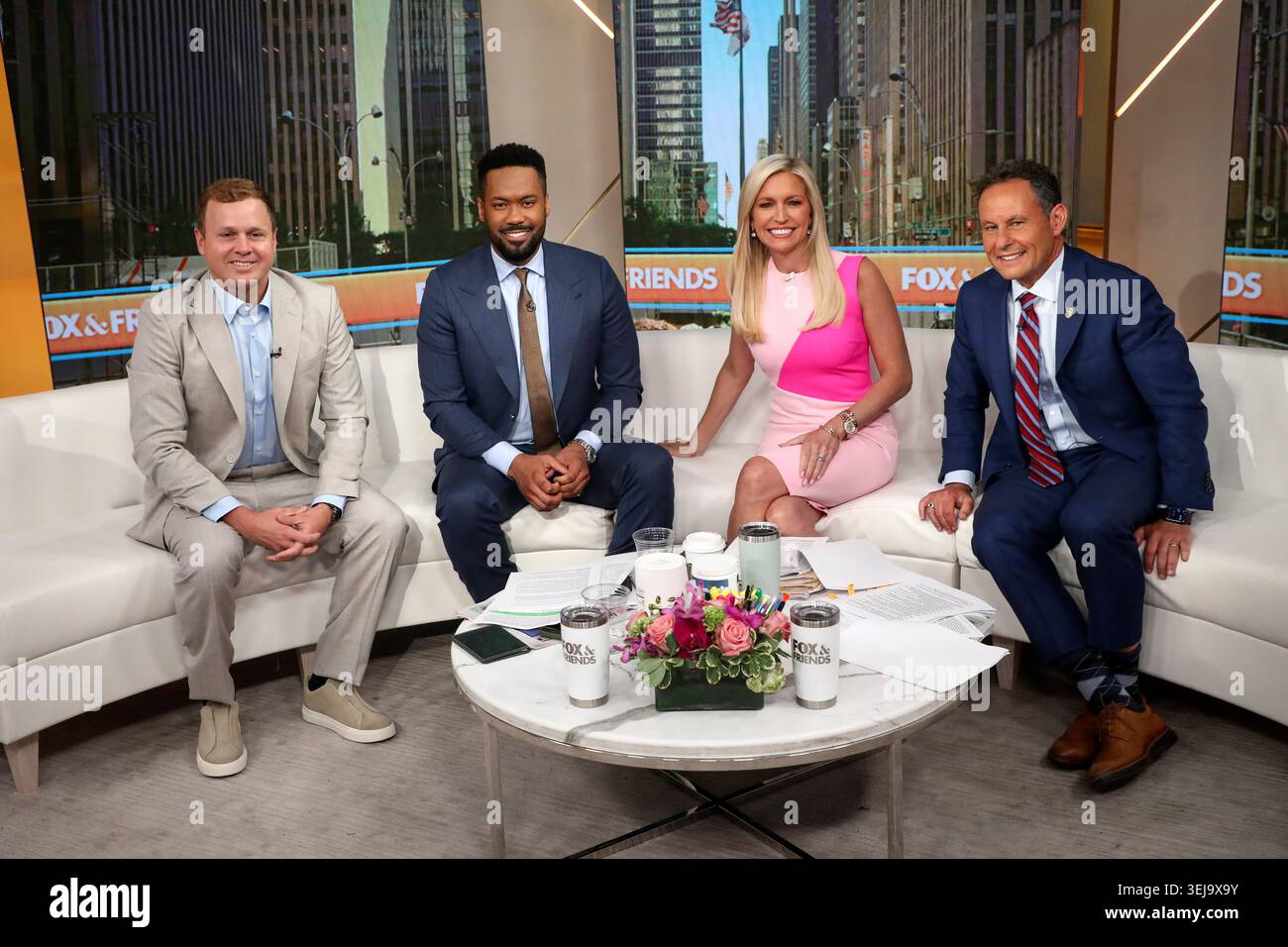 Spencer Pratt, from left, Lawrence B. Jones, Ainsley Earhardt and Brian ...