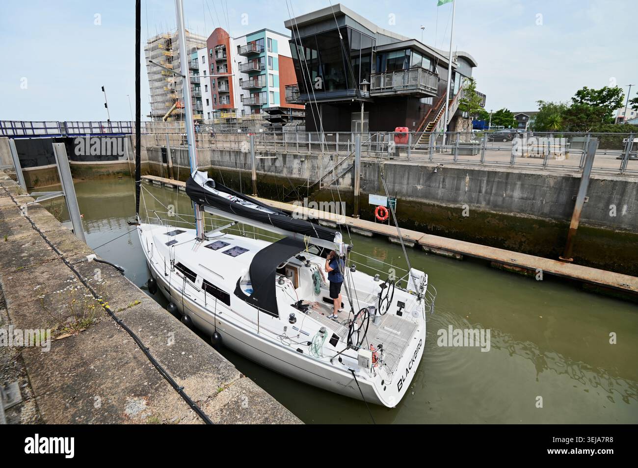 UK Portishead Marina the Blackbird Yacht is seen leaving on a cooler ...