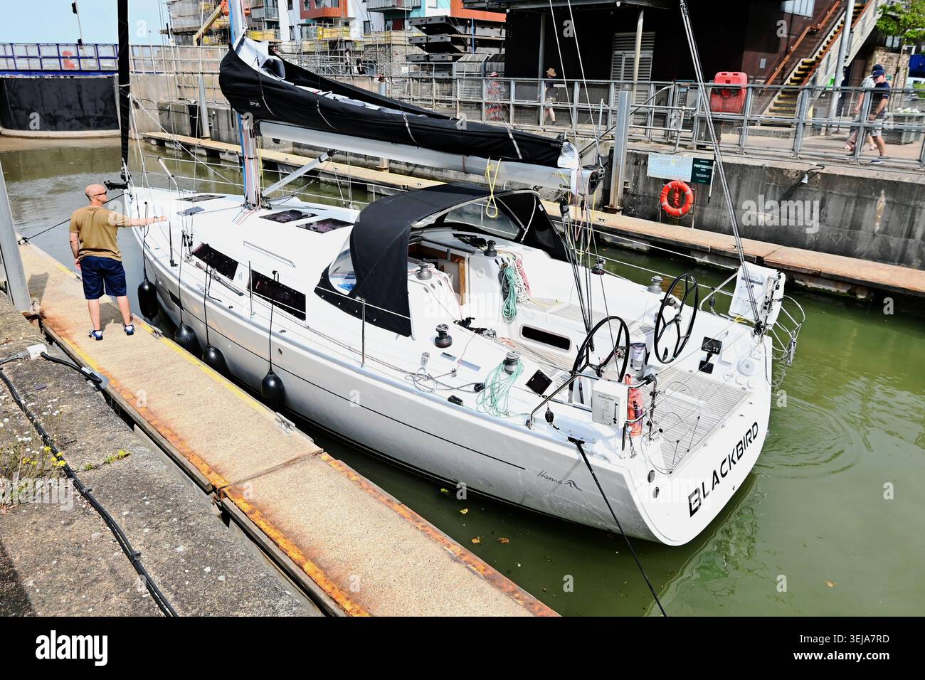 UK Portishead Marina the Blackbird Yacht is seen leaving on a cooler ...