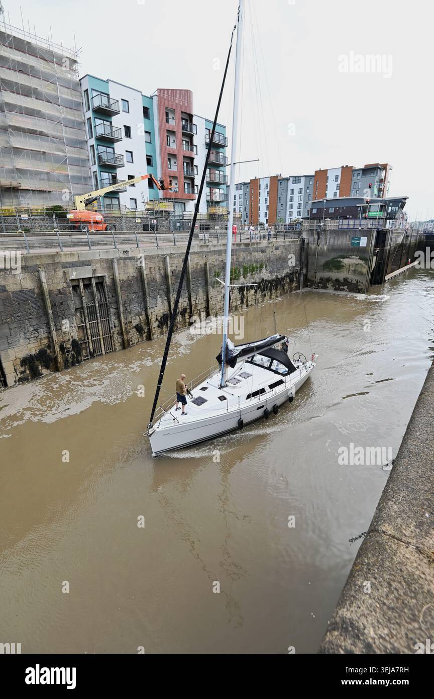 UK Portishead Marina the Blackbird Yacht is seen leaving on a cooler ...