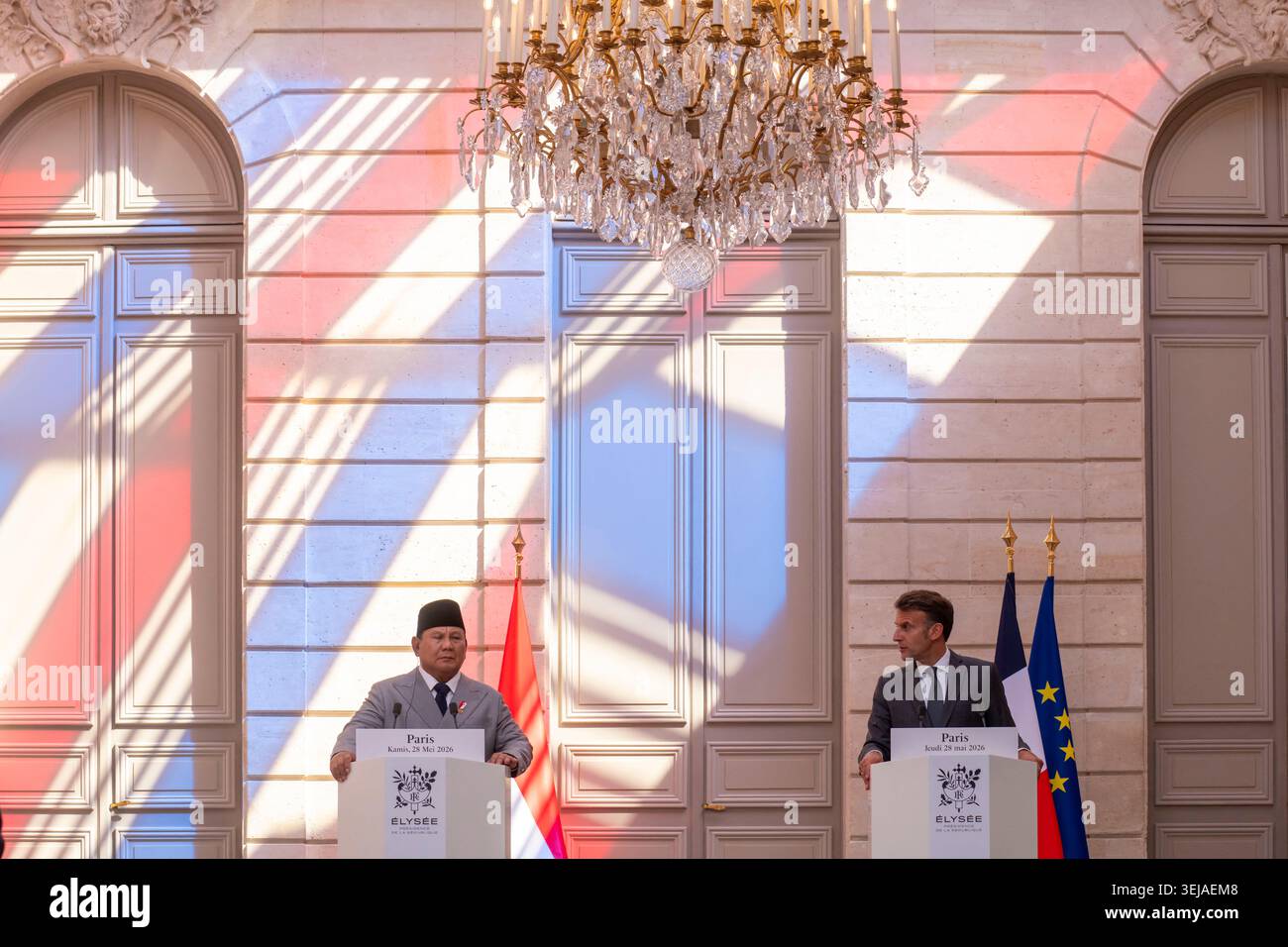 France's President Emmanuel Macron and Indonesia's President Prabowo ...