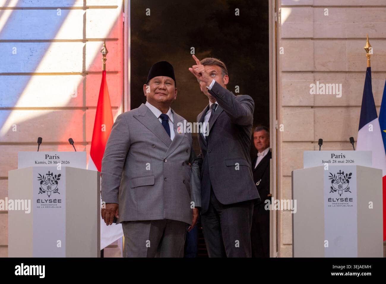 France's President Emmanuel Macron and Indonesia's President Prabowo ...