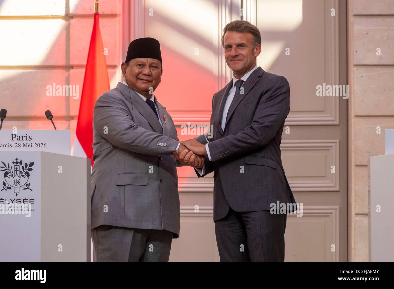 France's President Emmanuel Macron and Indonesia's President Prabowo ...