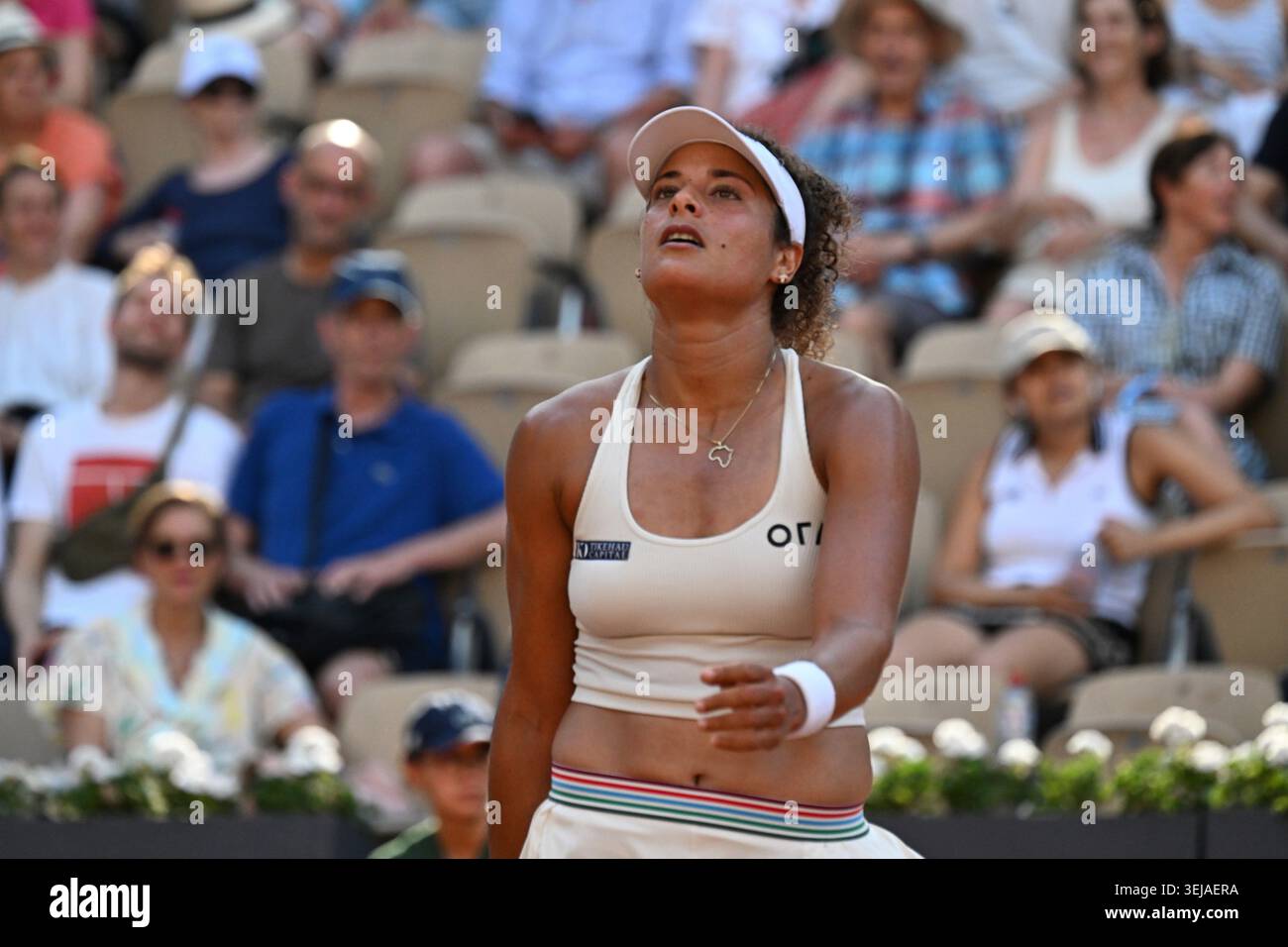 Mayar Sherif of Egypt reacts as she plays against Coco Gauff of the U.S ...