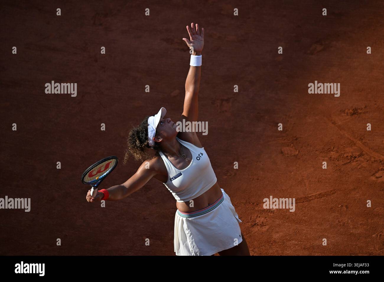 Mayar Sherif of Egypt serves to Coco Gauff of the U.S. during their ...
