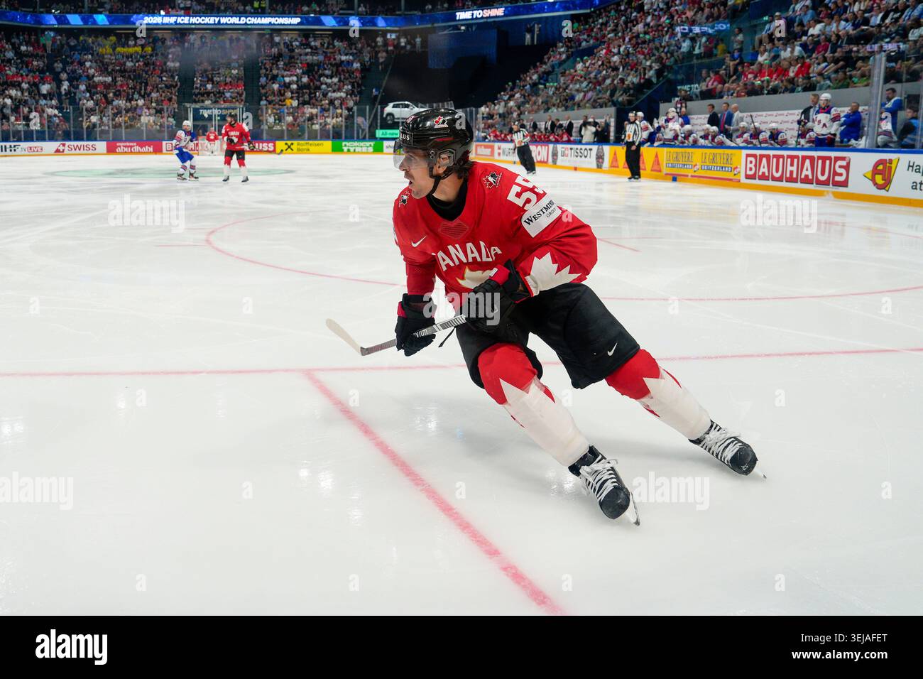 FRIBOURG, SWITZERLAND - MAY 28: Mark Scheifele of Canada in action ...