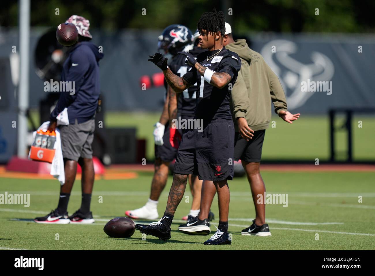 Houston Texans wide receiver Tank Dell (1) participates in the NFL ...