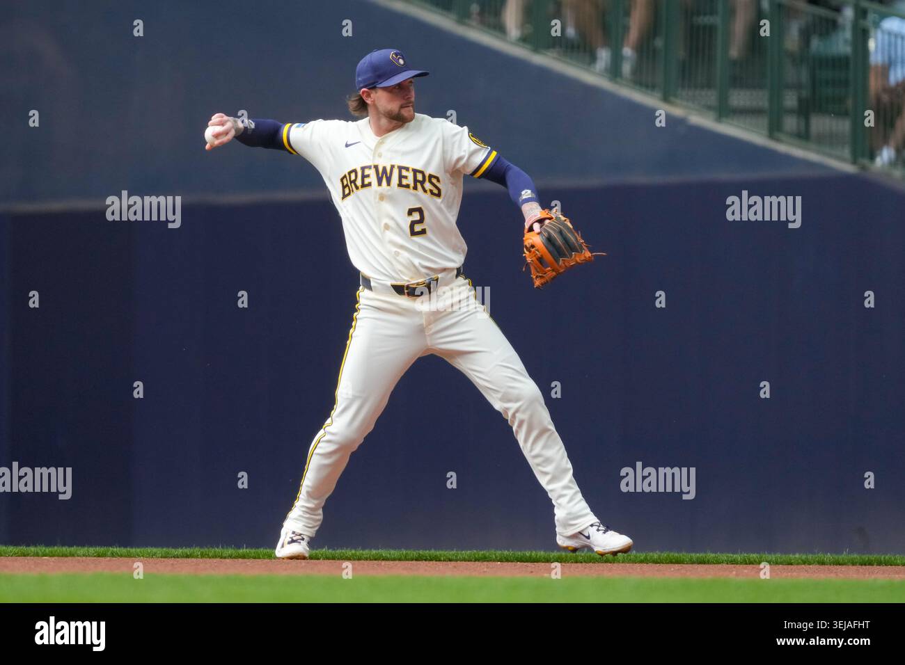 Milwaukee Brewers second baseman Brice Turang throws out St. Louis ...