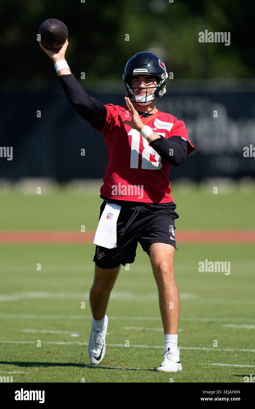 Houston Texans quarterback Graham Mertz throws during the NFL football ...