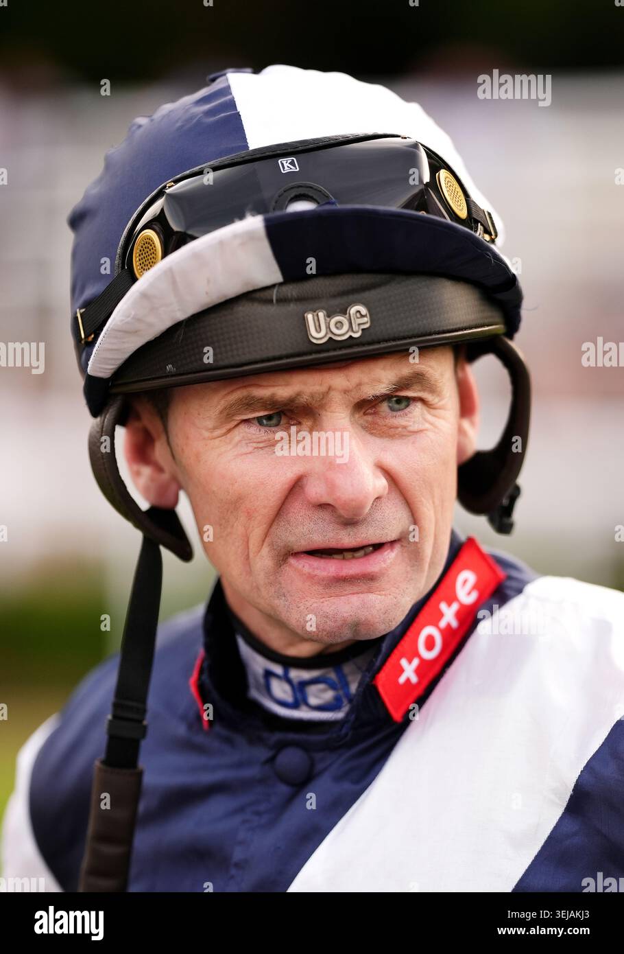 Jockey Robert Havlin at Sandown Park Racecourse. Picture date: Thursday ...