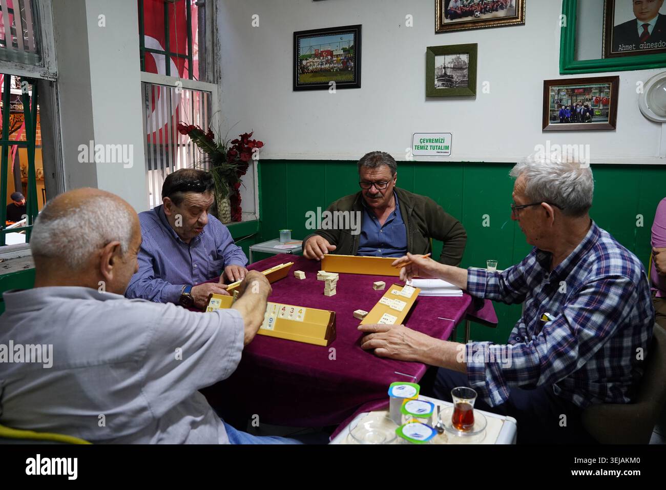 May 25, 2026, Istanbul, Turkey: Men play dominoes in a cafe in the ...
