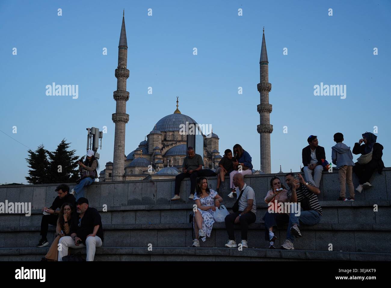 May 25, 2026, Istanbul, Turkey: People sit along the Bosphorus ...