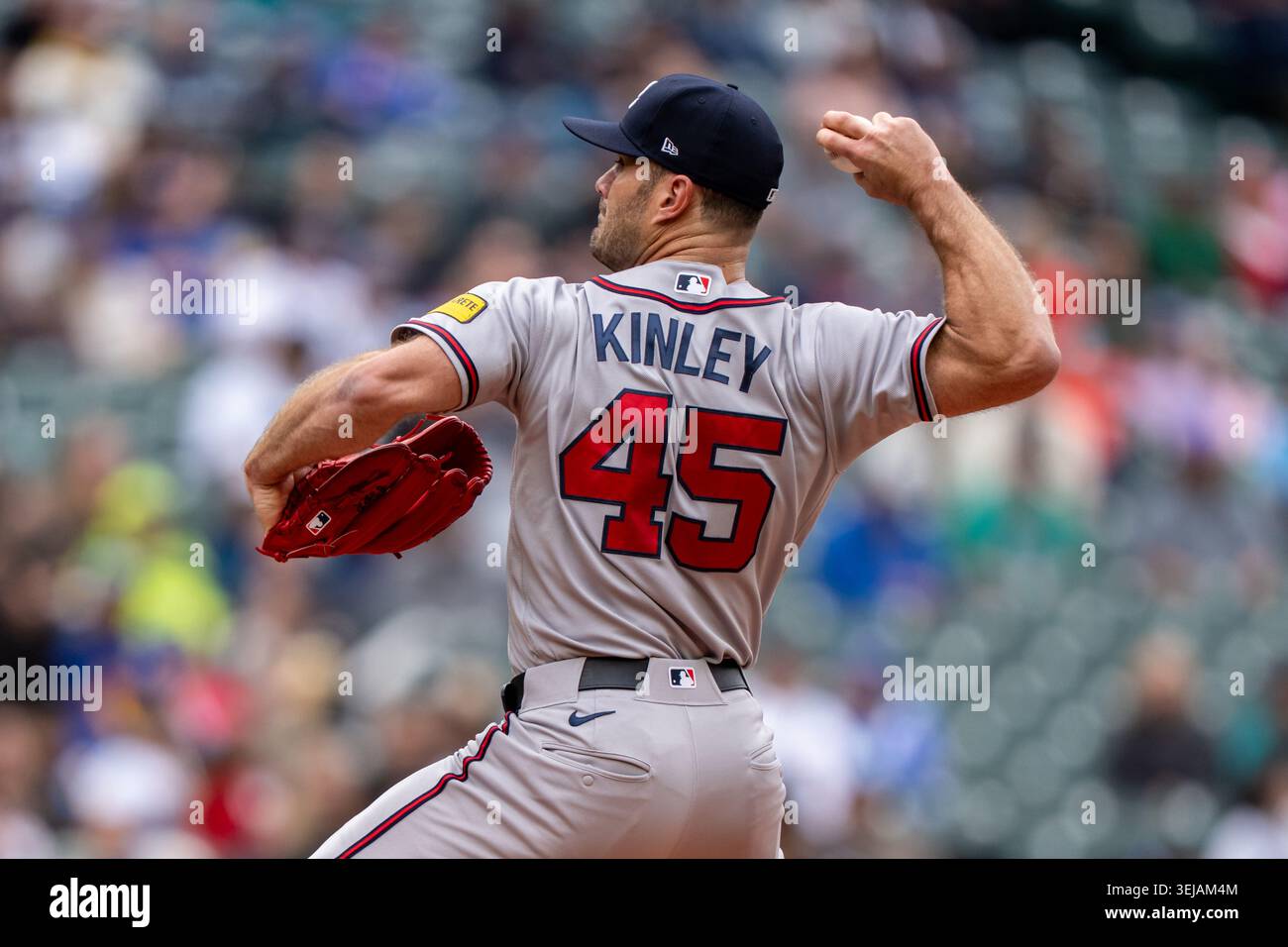 Atlanta Braves reliever Tyler Kinley delivers a pitch during of a ...