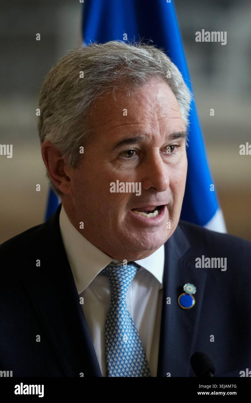 Argentina's Foreign Minister Pablo Quirno speaks during a regional ...