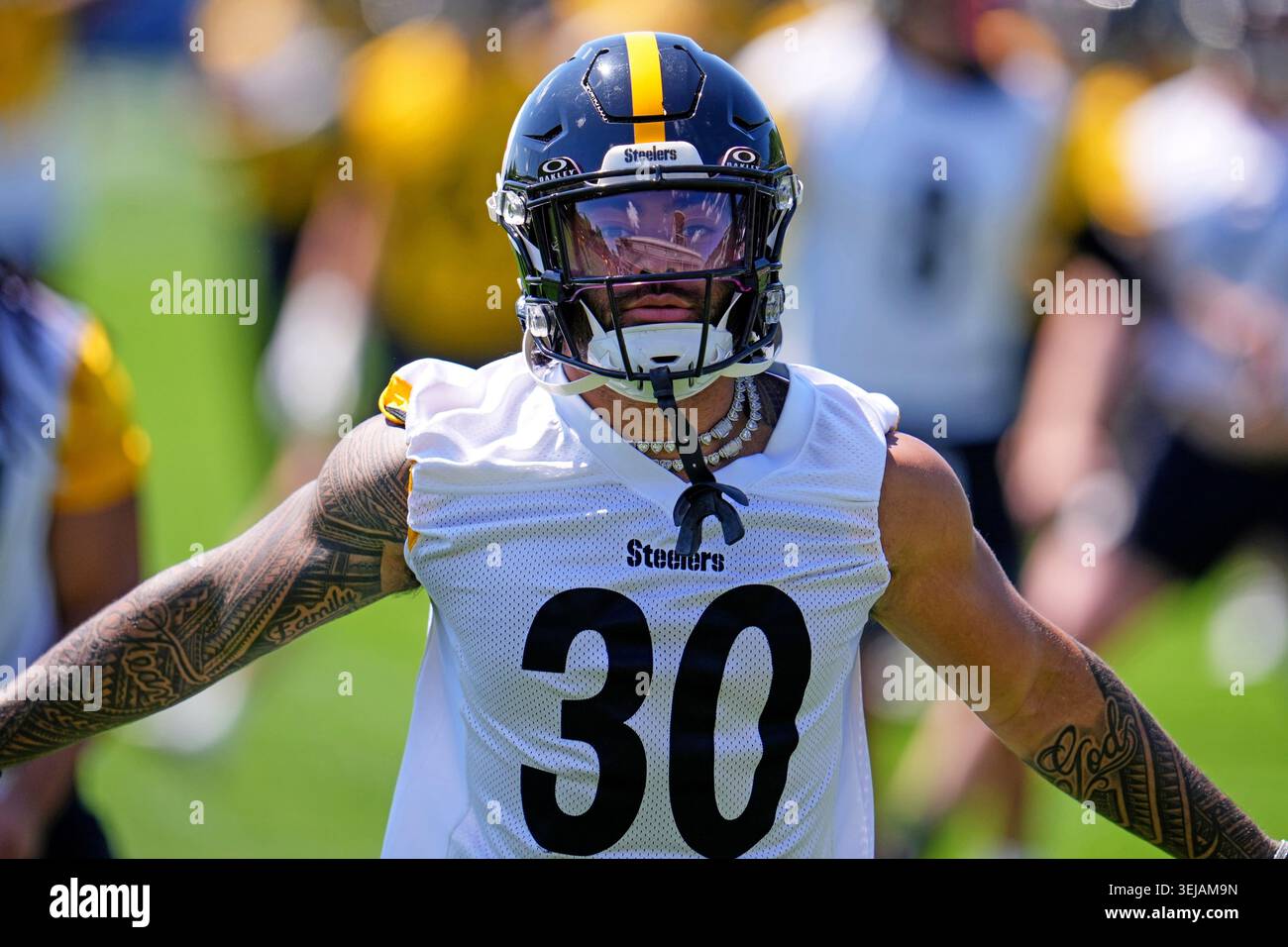 Pittsburgh Steelers running back Jaylen Warren (30) participates in the ...