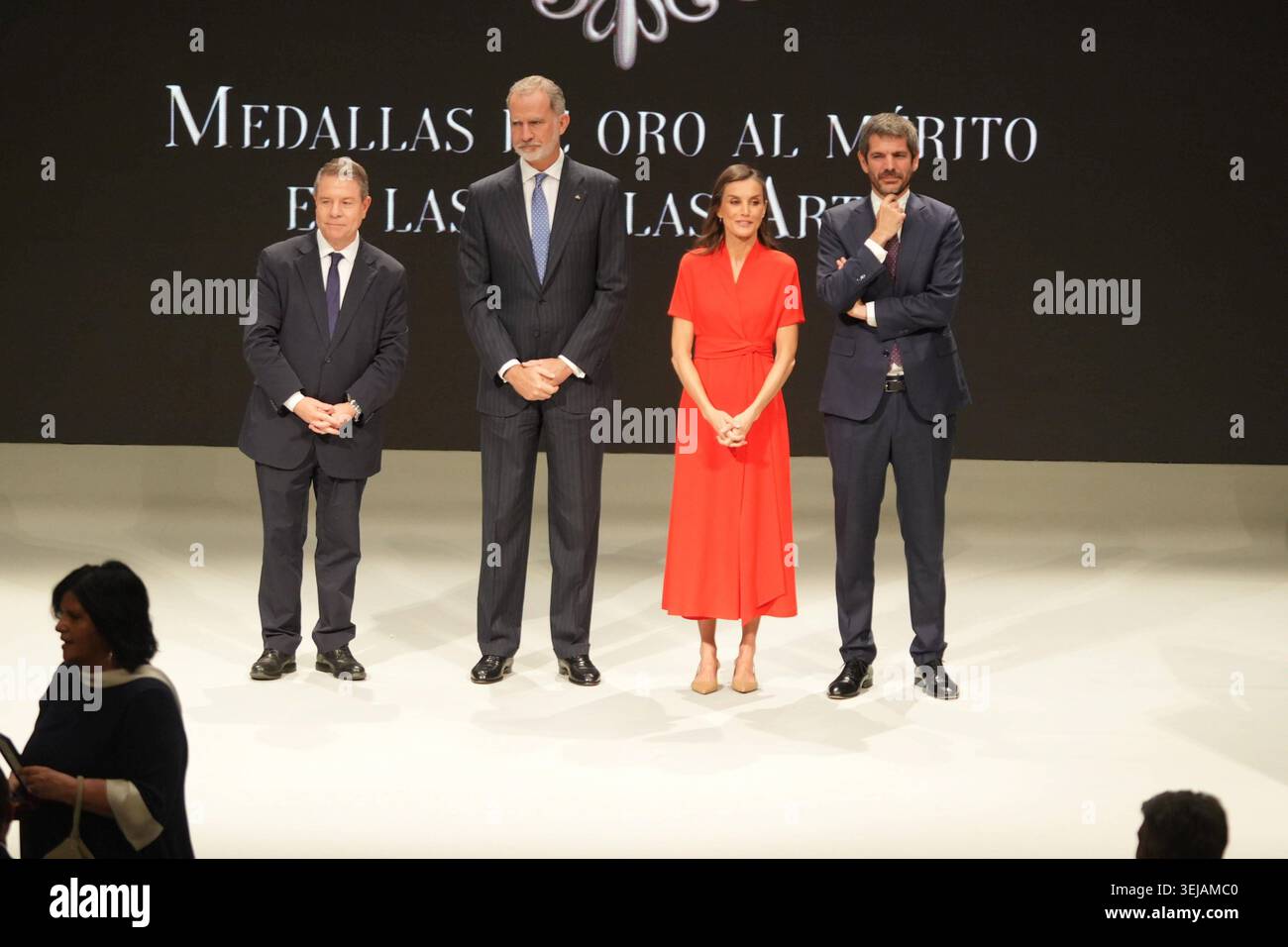 Spanish King Felipe VI and Queen Letizia during the delivery of gold ...