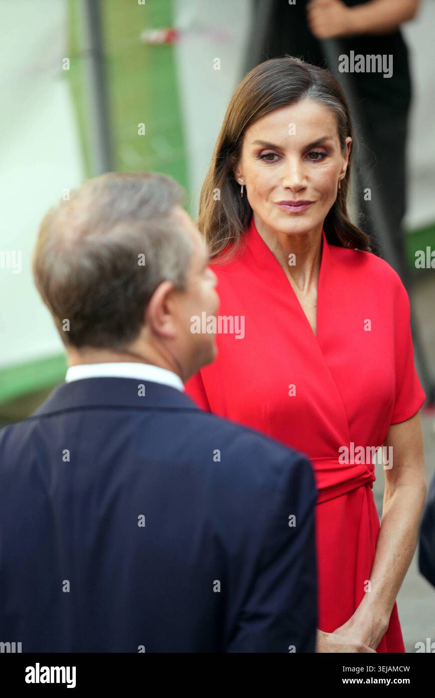Spanish King Felipe VI and Queen Letizia during the delivery of gold ...