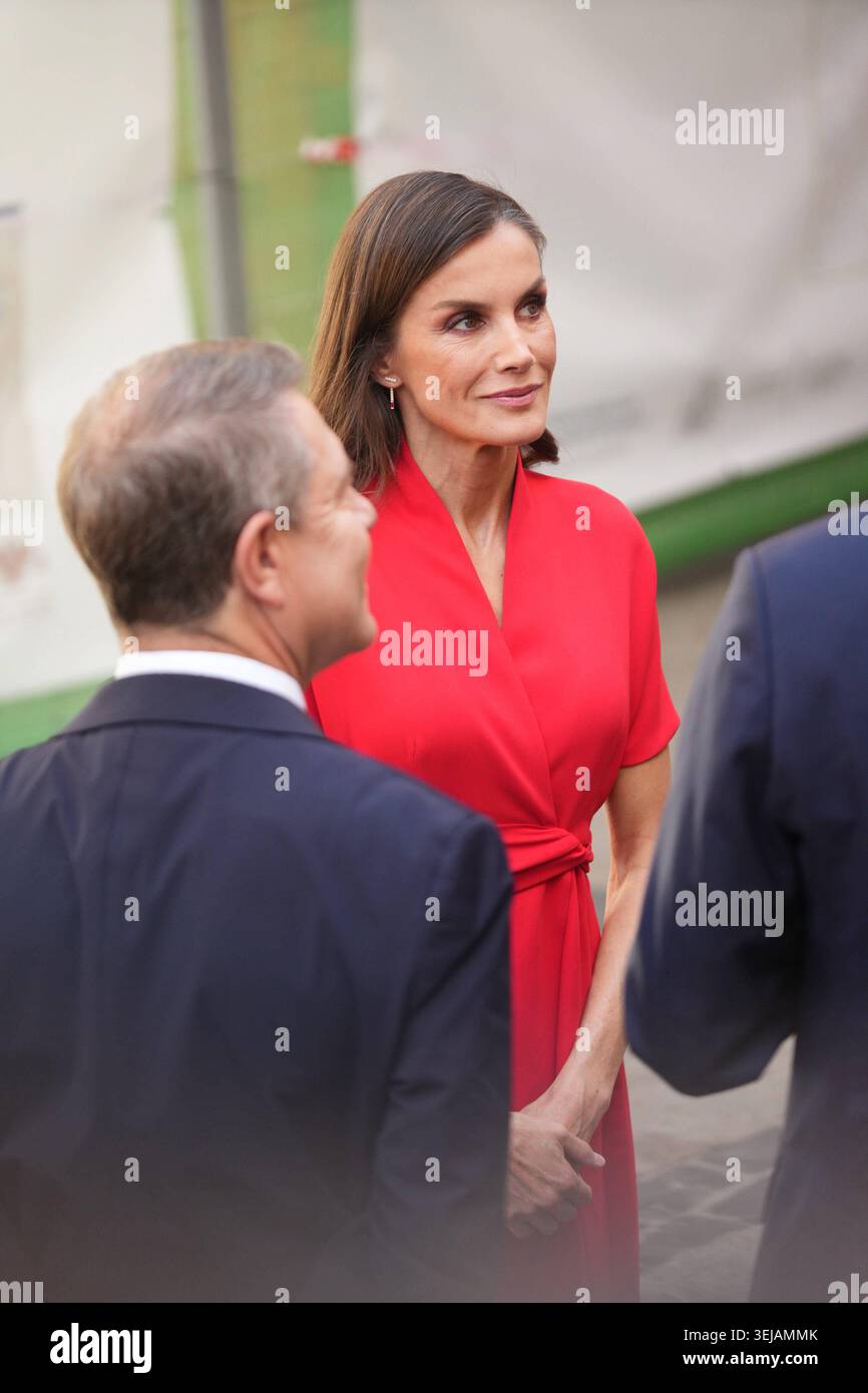 Spanish King Felipe VI and Queen Letizia during the delivery of gold ...