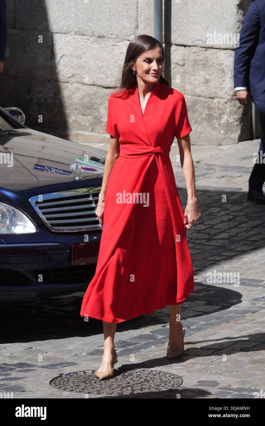 Spanish King Felipe VI and Queen Letizia during the delivery of gold ...