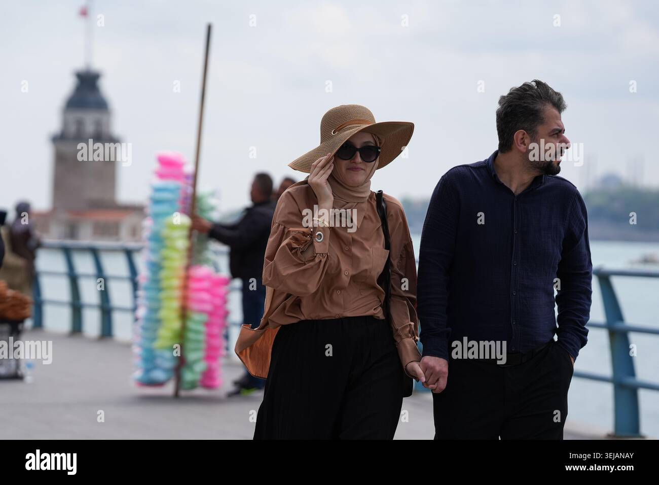 May 24, 2026, Istanbul, Turkey: A couple walk along the coast of ...