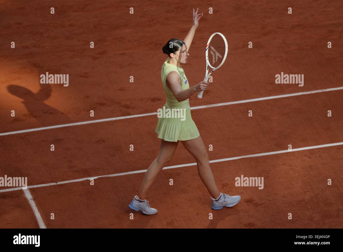 Elsa Jacquemot of France reacts as she plays against Aryna Sabalenka of ...