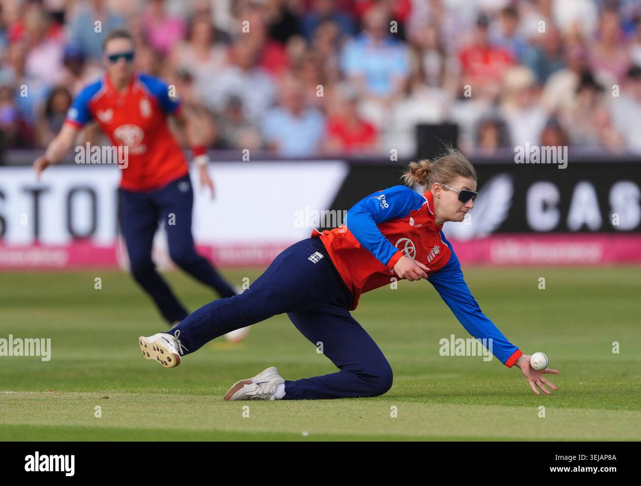 England's Charlie Dean collects the ball during the first Vitality IT20 ...