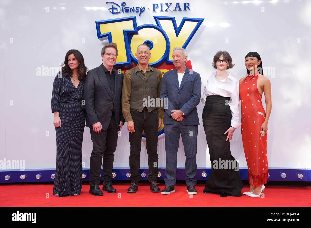 (Left to right) Lindsey Collins, Andrew Stanton, Tom Hanks, Tim Allen ...