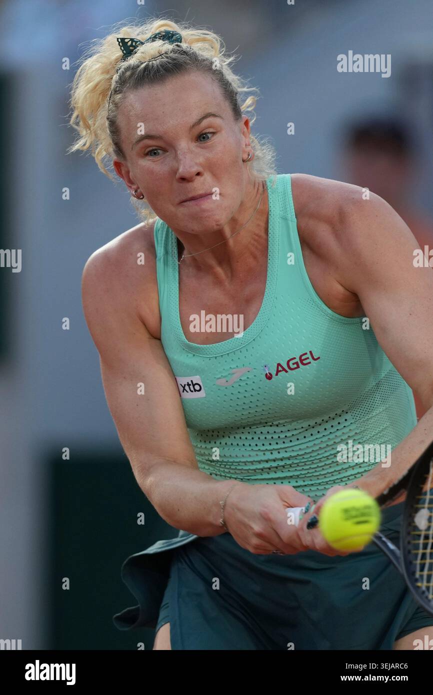 Katerina Siniakova of the Czech Republic returns to Victoria Mboko of ...