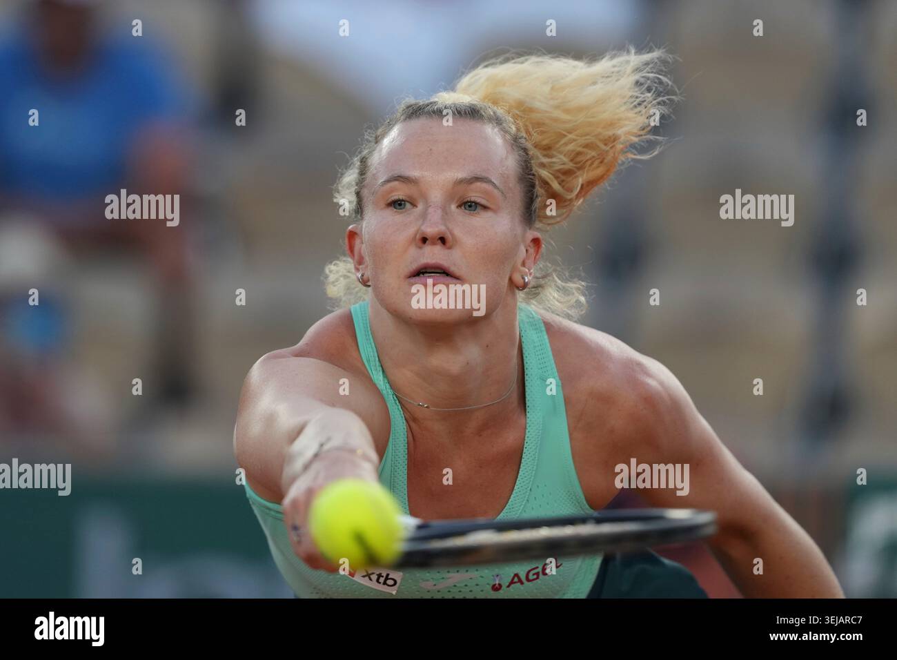 Katerina Siniakova of the Czech Republic returns to Victoria Mboko of ...