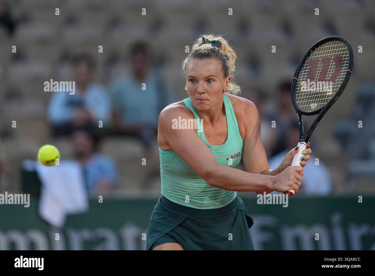 Katerina Siniakova of the Czech Republic returns to Victoria Mboko of ...