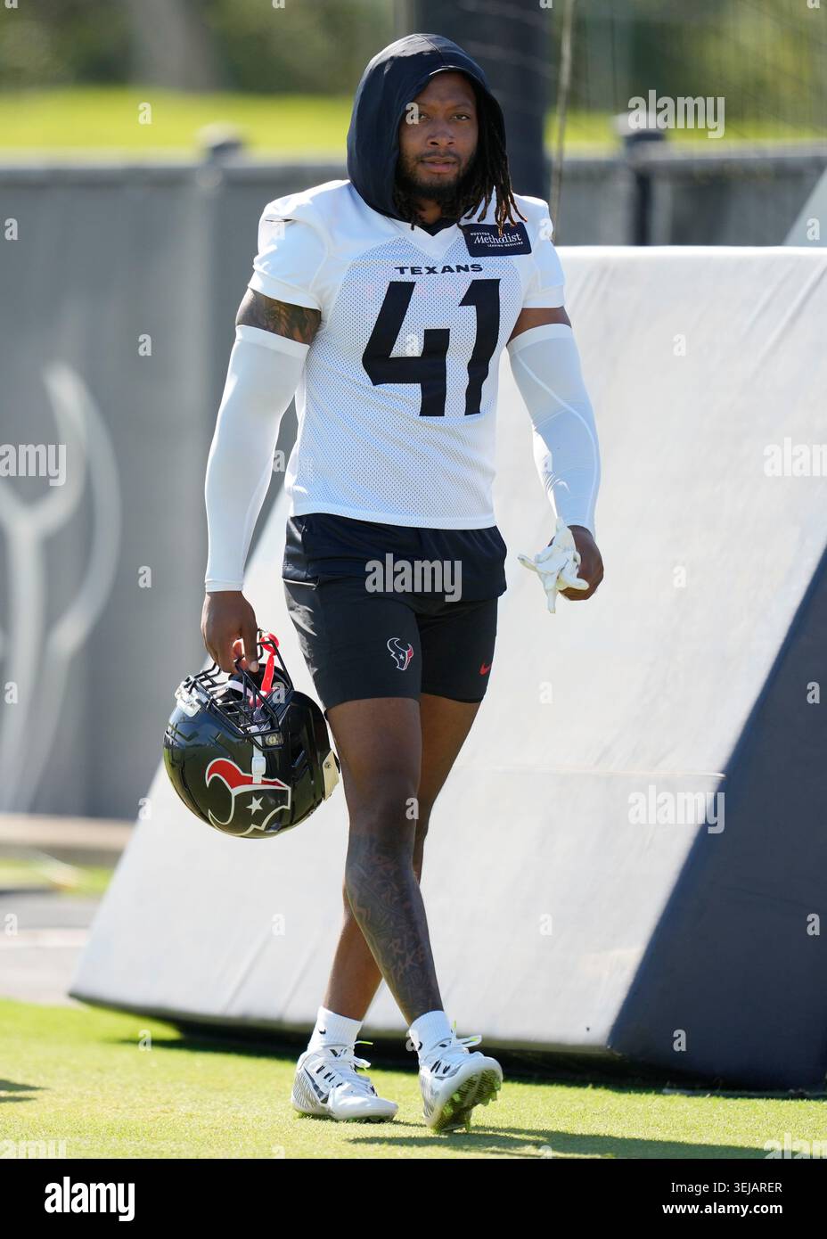 Houston Texans cornerback Stephen Hall arrives for the NFL football ...