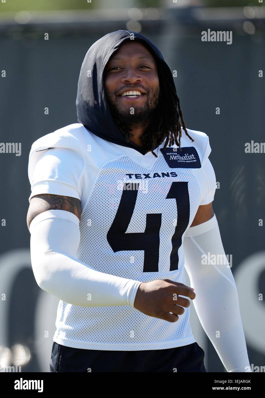 Houston Texans cornerback Stephen Hall arrives for the NFL football ...