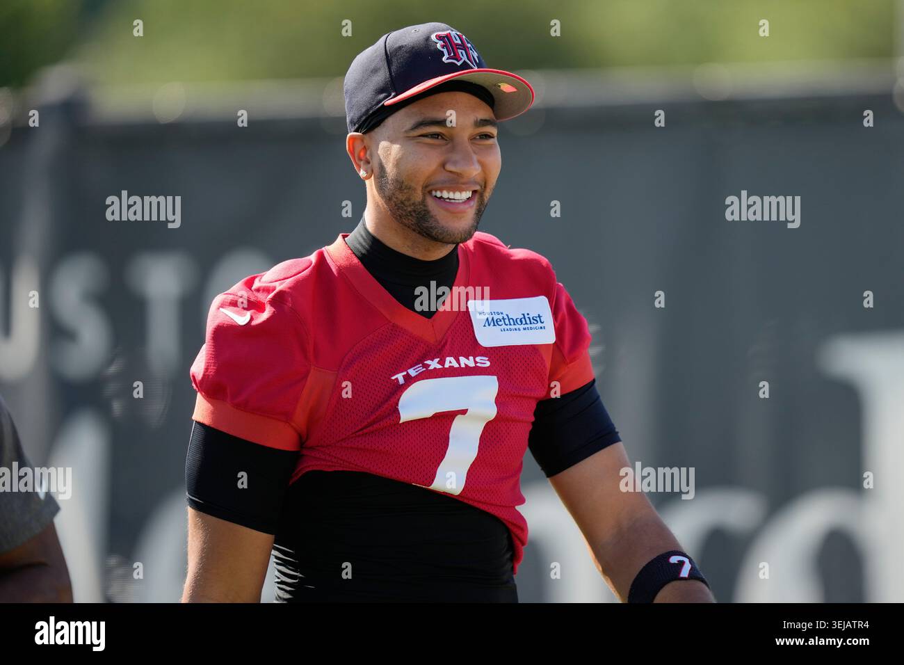 Houston Texans quarterback C.J. Stroud (7) arrives for the NFL football ...