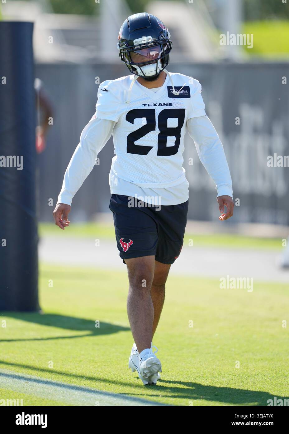 Houston Texans cornerback Alijah Huzzie arrives for the NFL football ...